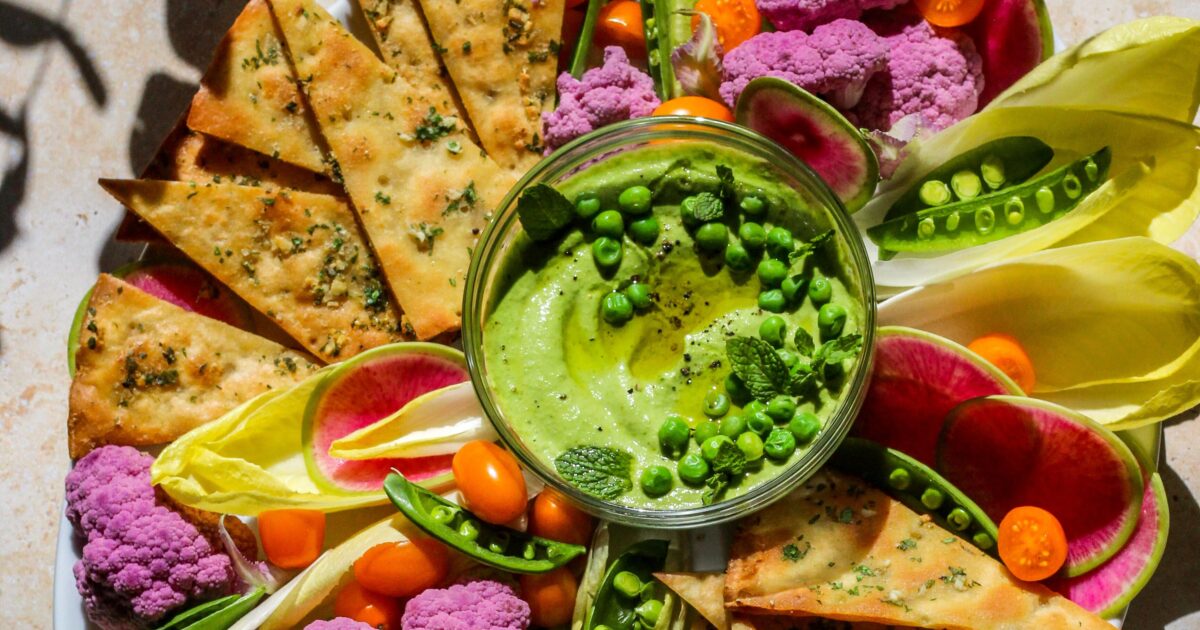 Garlic Parmesan Herb Dippers & Lemon Tahini Dip with Crudité
